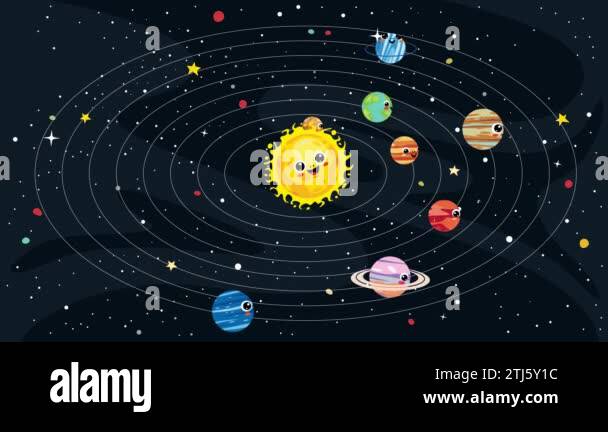 Cartoon Animation Of Solar System Stock Video Footage - Alamy