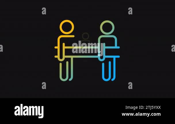 Animated support dark gradient icon. Help colleague. Teambuilding ...