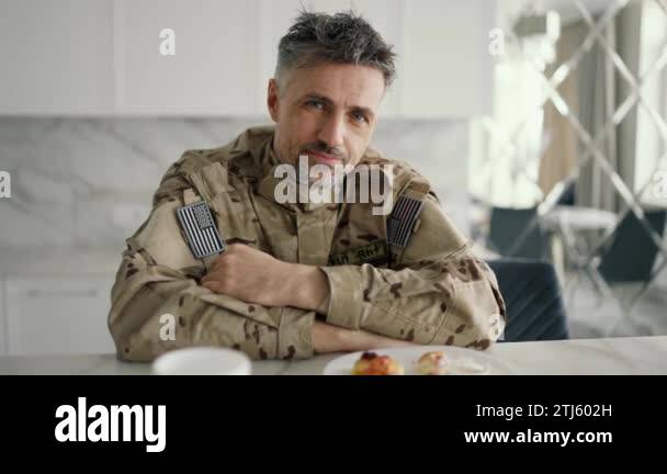 Army soldier sitting kitchen table Stock Videos & Footage - HD and 4K ...
