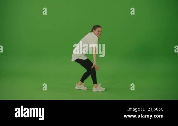 Professional Female Dancer Performing a Dance on a Green Screen. Chroma ...