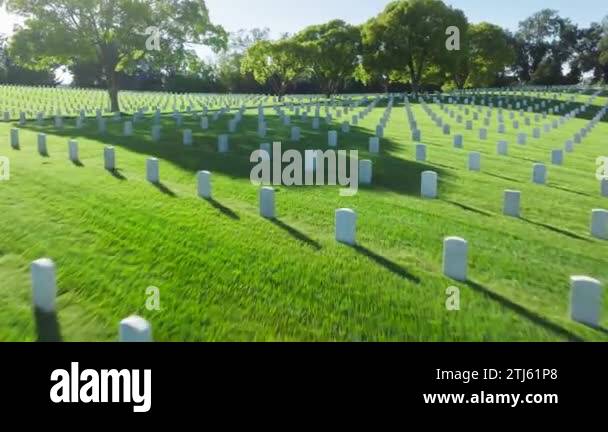 National cemetery where buried all members armed forces. Aerial Los ...