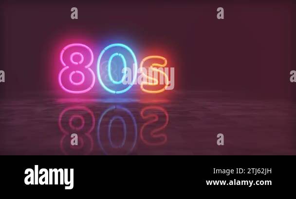 80s neon symbol. Light color bulbs. Retro 1980, eighties nostalgia and ...