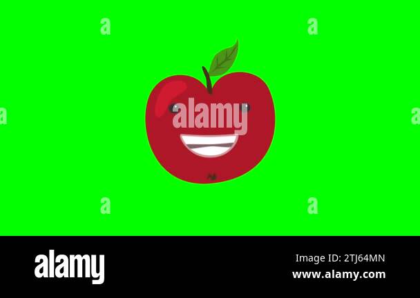 Cartoon apple talking loop with alpha channel. Vegetable animation on a ...