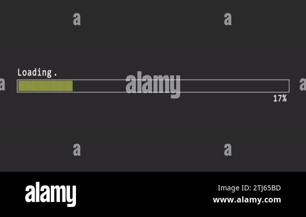 4K Video. Loading progress bar with yellow and green colors on black ...
