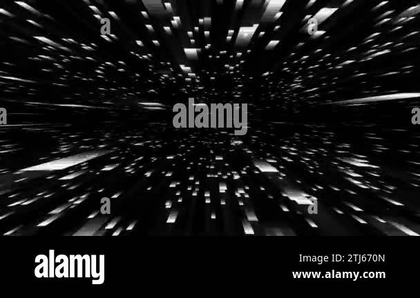 Camera travelling in futuristic retro cyberspace made of flying ...