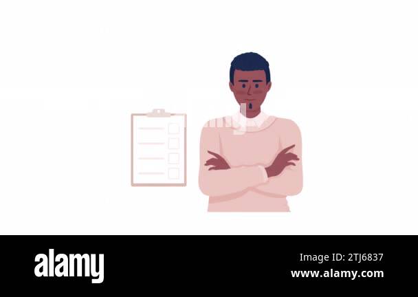Animated project manager character. Half body flat person 4k video ...