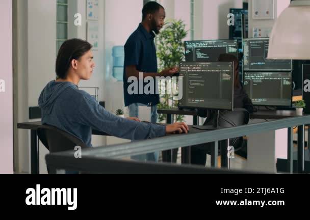 Database Programer Developing Source Code And Cloud Computing In It Development Agency Asian