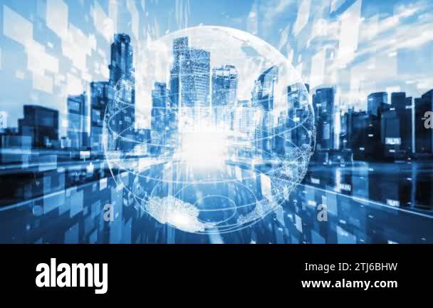 Futuristic global network and tacit digital data transfer 3D graphic ...