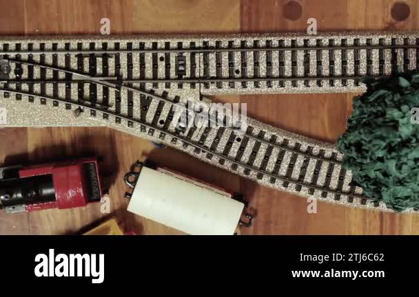Toy Train, Rail Transport Modelling, Model Train. Top View. Close Up ...
