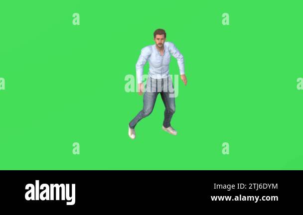3d handsome male actor on green screen dancing hip hop and having fun ...