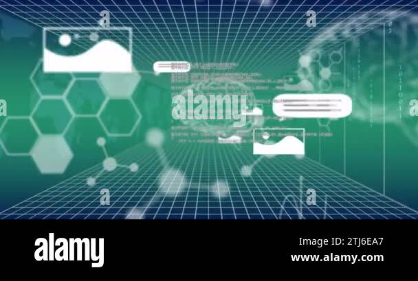 Animation of ai text and icon, data processing over brain. Global artificial intelligence ...