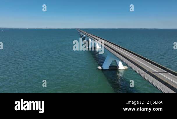 Zeelandbrug endless bridge. Transportation bridge connection road over ...
