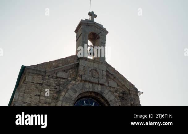 Ancient bell tower built on top of Gaztelugatxe island. Historical ...