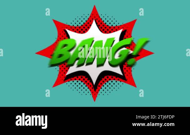 Animation of comic 5 options text over multiple comic speech bubbles ...