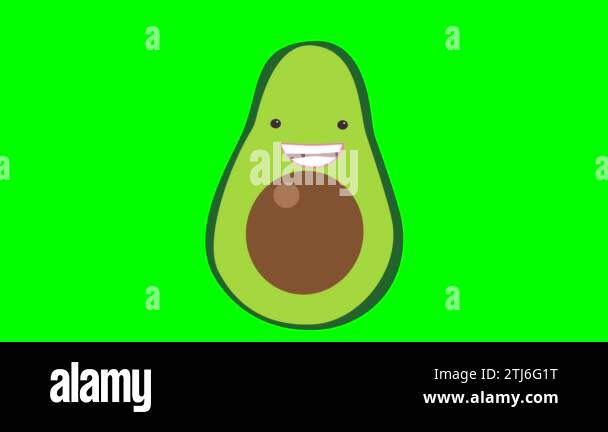 Cartoon talking avocado loop with alpha channel. Vegetable animation on ...