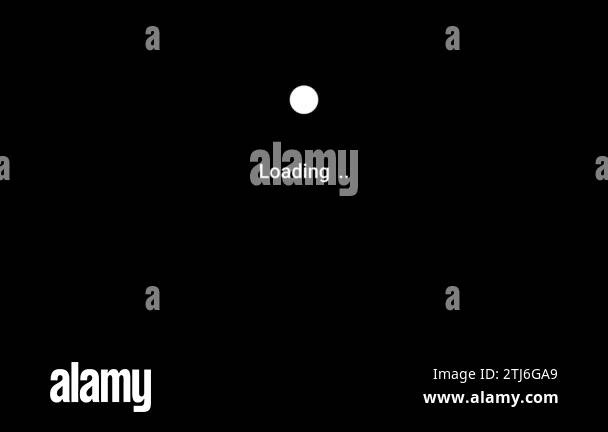 Circle rotating loading icon. White dot ring on black background which ...