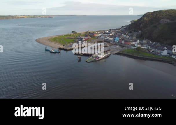 Drone River Suir, Ireland - Aerial view of The Passage East Ferry ...