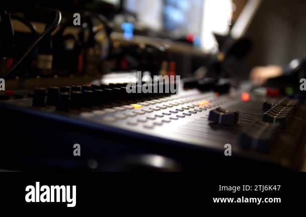 Audio mixer at radio station or recording sound studio. TV broadcast ...