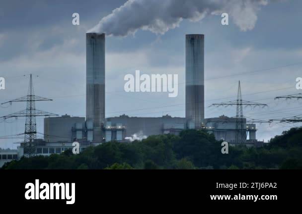 tall chimney industrial waste air pollution flue gas fossil fuel west ...