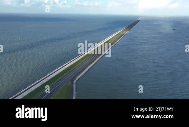 The Afsluitdijk flood defense system in the Netherlands between North ...