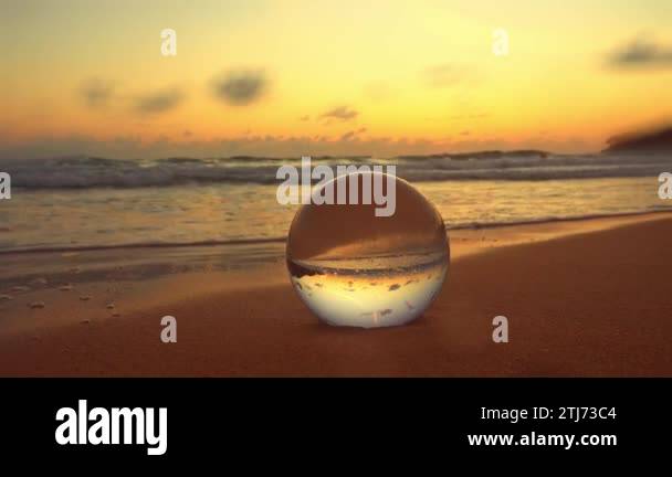 Beautiful sky in bright colors in the evening inside the crystal ball ...