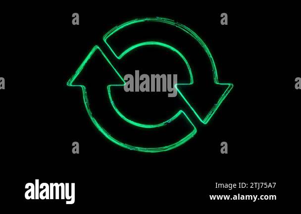 Reset Animated Icon Appearing With Lines On Black Background Loading Arrow Reload Symbol