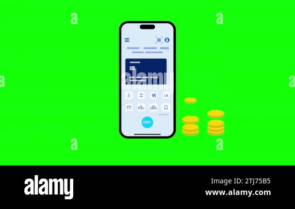 online mobile Banking saving coin pile stack icon Animation loop motion graphics video ...