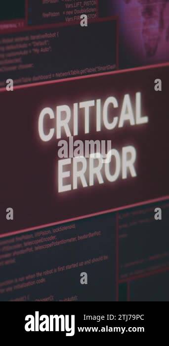 Vertical Video Computer Showing Hacking Alert And Critical Error Message Flashing On Screen