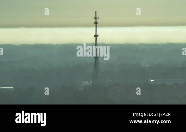 Tall telecommunication radio cell tower with wireless communication 5g antennas for network ...