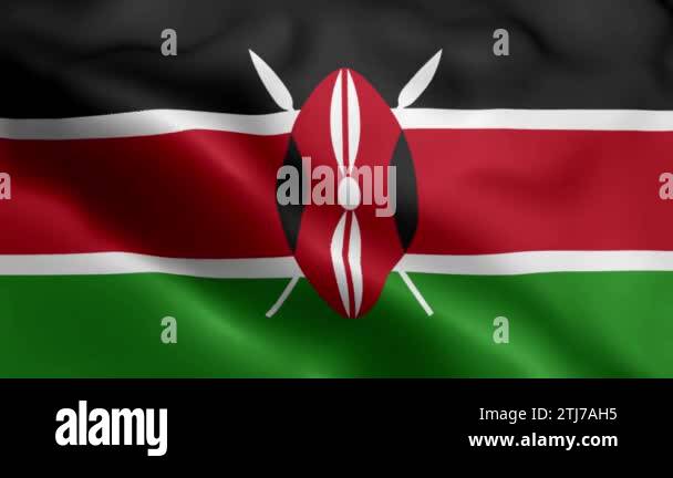 Kenya Flag video waving in wind. Kenya Flag Wave Loop waving in wind ...