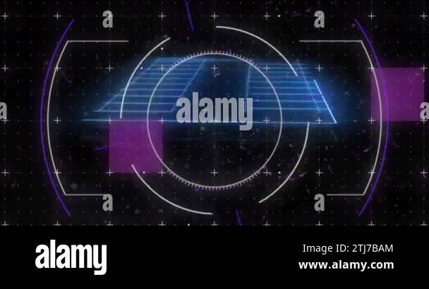 Animation of scope scanning numbers changing and data processing. Global connections technology ...