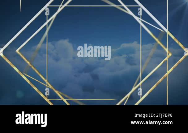 Animation of frame with lens flare over cloudy sky. Digital composite ...