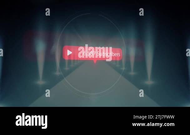 Animation of circle with live count of subscribers over illuminated ...