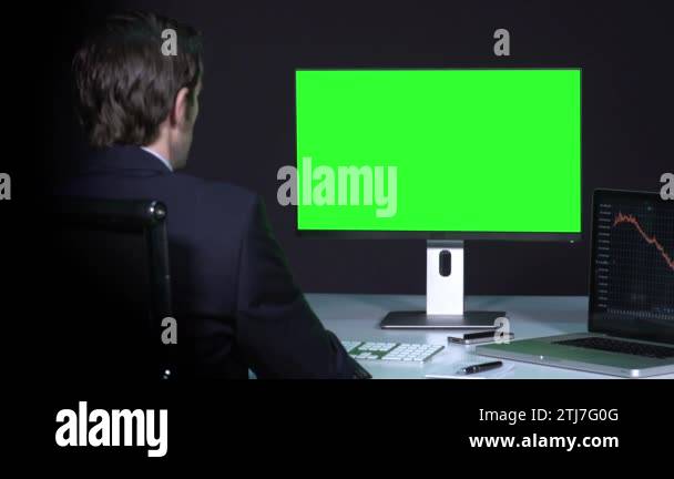 man Working With Green Screen Stock Video Footage - Alamy