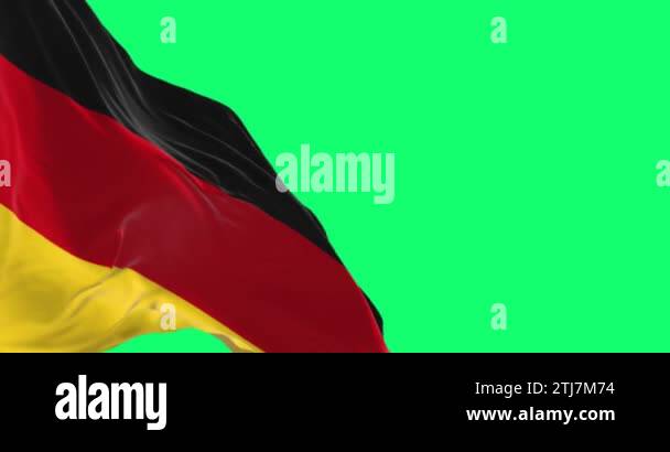 Germany flag waving isolated on a green background. Three horizontal ...