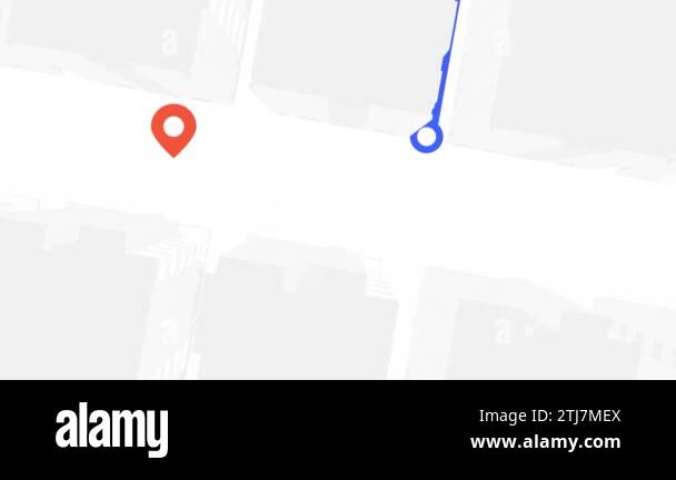 3D Animation - Virtual street map with a route to reach the place ...