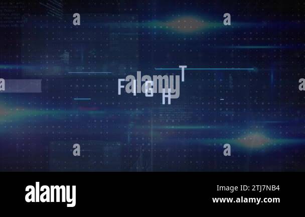 Animation of fight text, programming language and lens flare over ...