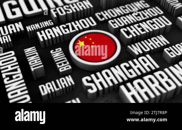 China Cities Word Cloud Collage In 3D Stock Video Footage - Alamy