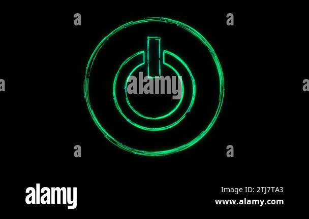 Power Button Animated Icon appearing with Lines on black background ...