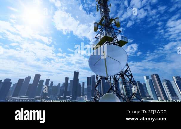 Smart cities and 5g satellite radar base stations Stock Video Footage ...