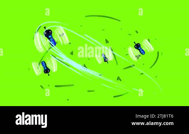 Flying swarm of cartoon flies on a green screen. Looped movement of ...
