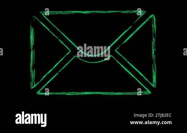 E-mail Animated Icon appearing with Lines on black background. Envelope ...