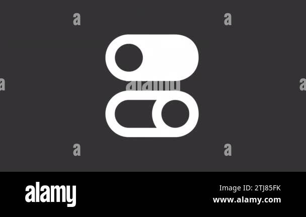 Animated shifting white line ui icon. Switch on and off button. Seamless loop HD video with ...