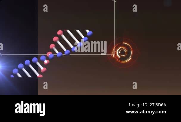 Animation of rotating dna helix in circle with sonar and flying lens ...