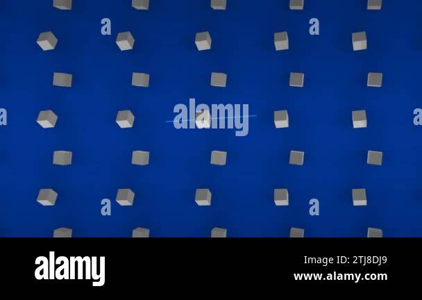 Animation of shapes over cubes moving in seamless loop on blue ...