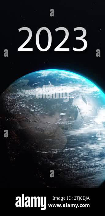 Vertical composition with the Earth planet and number 2023 above. New ...