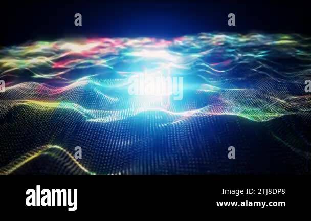 Five Seconds Countdown Timer With Abstract Blue Digital Technology Wave Animation Background