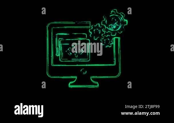 Software Development Animated Icon appearing with Lines on black ...
