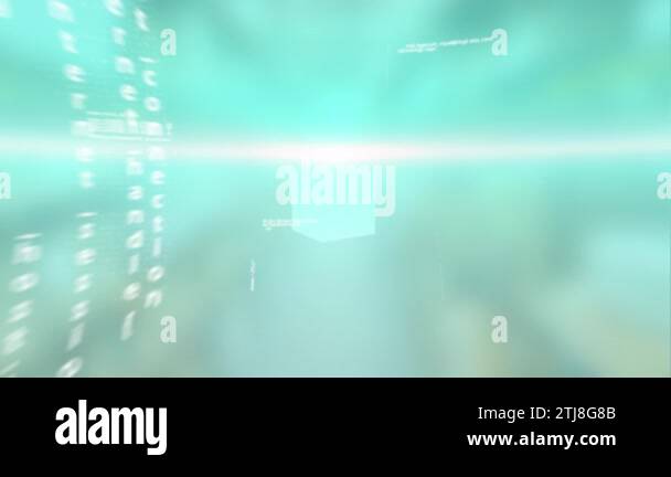 Animation Of Floating Programming Language With Lens Flare Over Puzzle Cubes Digitally