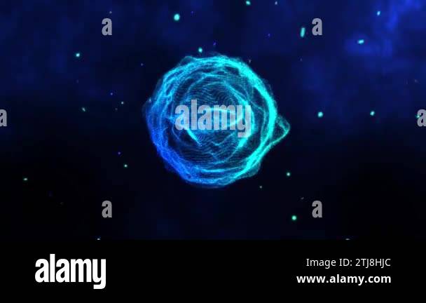 sound wave pattern of 3d abstract blue light particles on blue gradient ...